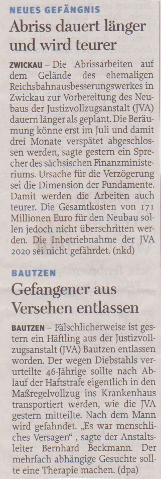 Termin am Verwaltungsgericht Chemnitz - Keine JVA in Zwickau ...